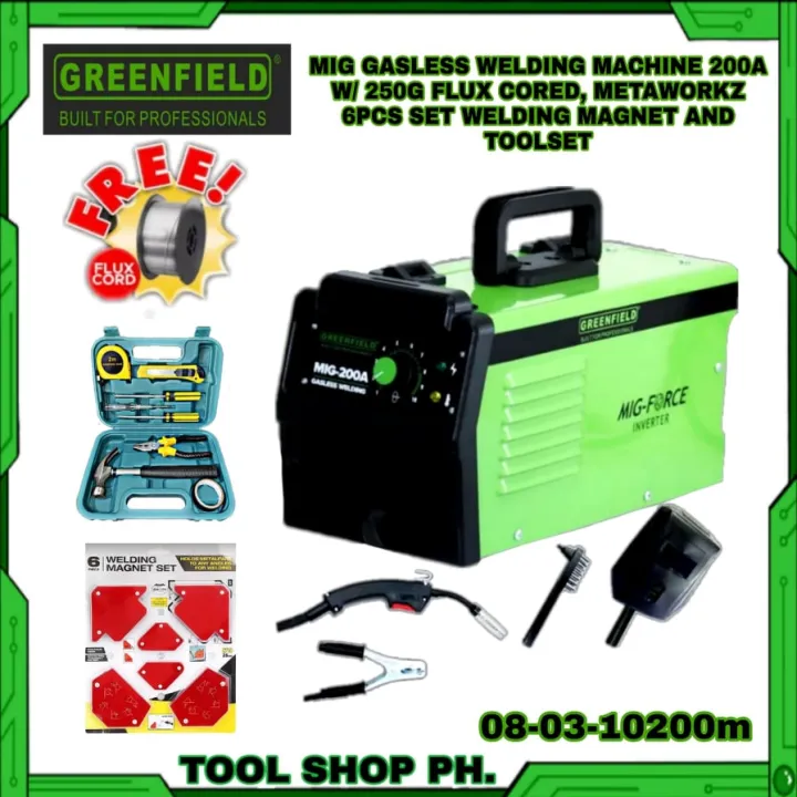 GREENFIELD 200Amp MIG Gasless Welding Machine 08-03-10200m with ...