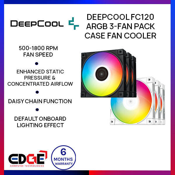 EDGE | DEEPCOOL FC120 aRGB 3-Fan Pack 1800RPM 4 Pin Molex PWM RGB Case ...
