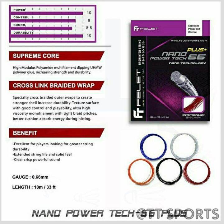FELET ORIGINAL Nano Power Tech 66 Plus Badminton String | Lazada