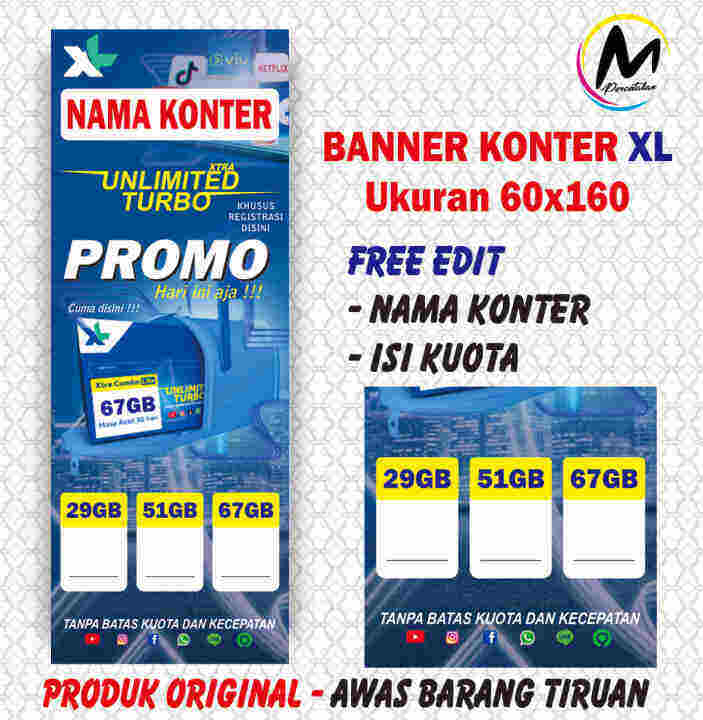 Spanduk Konter Paket Data XL - Xbanner 60x160 - Tanpa Tiang | Lazada ...