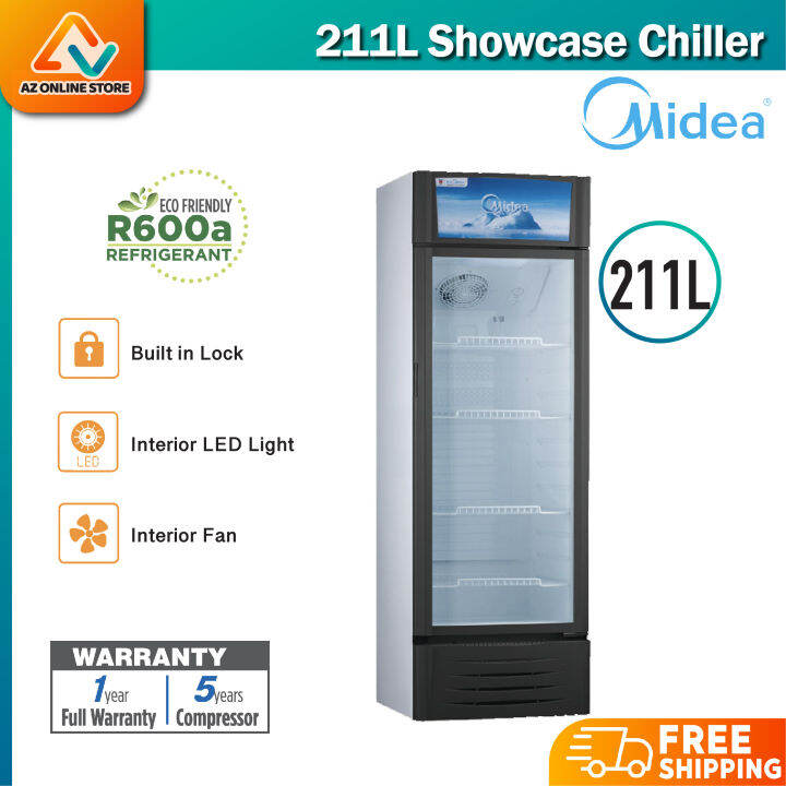 MIDEA SHOWCASE-CHILLER 210L MDRZ302FGG30 (BLACK COLOUR GLASS) | Lazada