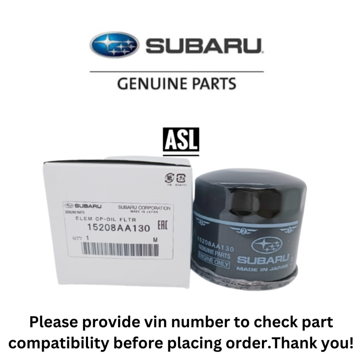 Genuine Oil Filter (15208AA130 ) Subaru BRZ / Forester / Toyota GT86 ...