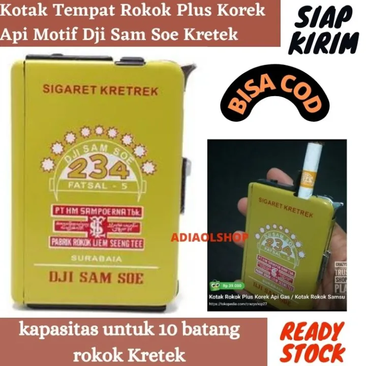 Kotak Rokok Plus Korek Api Dji Sam Soe Kuning // Kotak Rokok Khusus ...