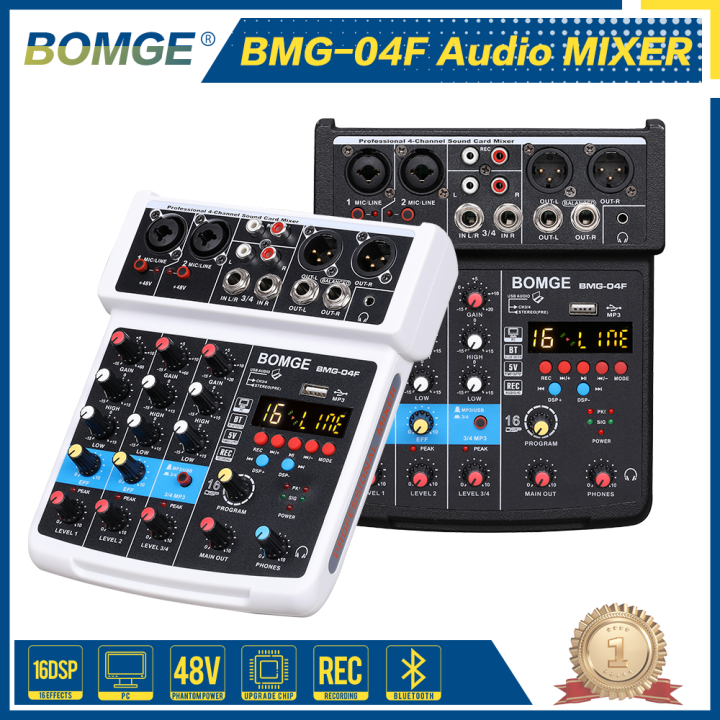 Audio Mixer 4 Channel 16 DSP USB Sound Card Interface Console with ...