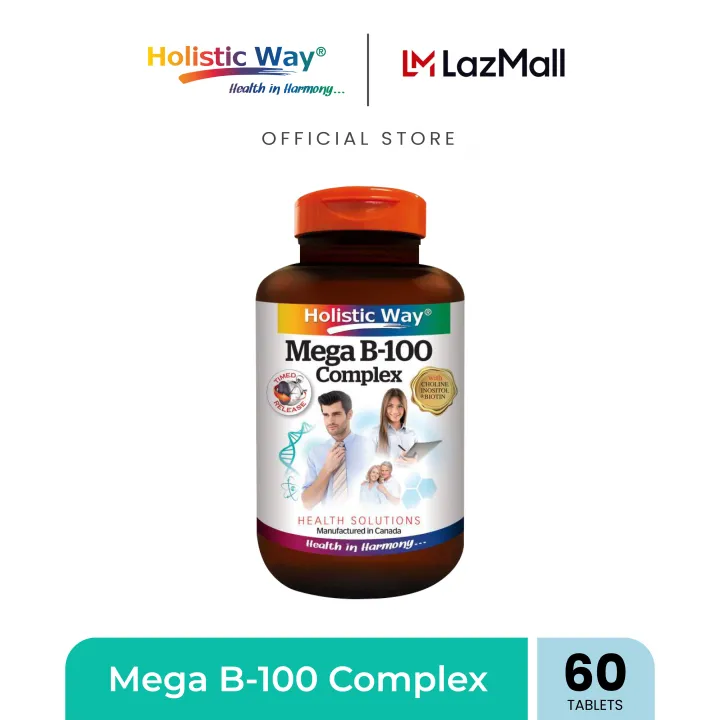 Holistic Way Mega B-100 Complex (60 Tablets) with Choline, Inositol and ...