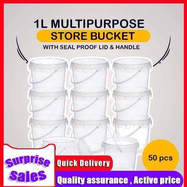 [WHOLESALE] 1 Liter Bucket with Seal Clear Storage Plastic Container ...