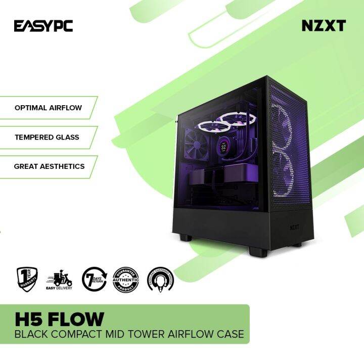 EasyPC | NZXT H5 Flow PC Case Black and White Desktop Casings | Lazada PH