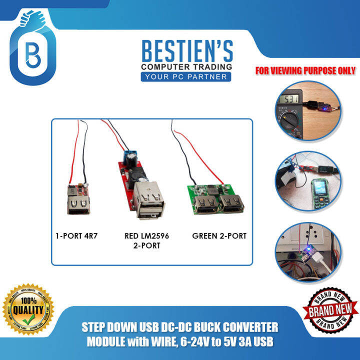 STEP DOWN USB DC-DC BUCK CONVERTER MODULE with WIRE, 6-24V to 5V 3A USB ...
