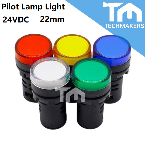 24VDC 22mm LED Signal Indicator Pilot Lamp Light Red Yellow Green Blue ...