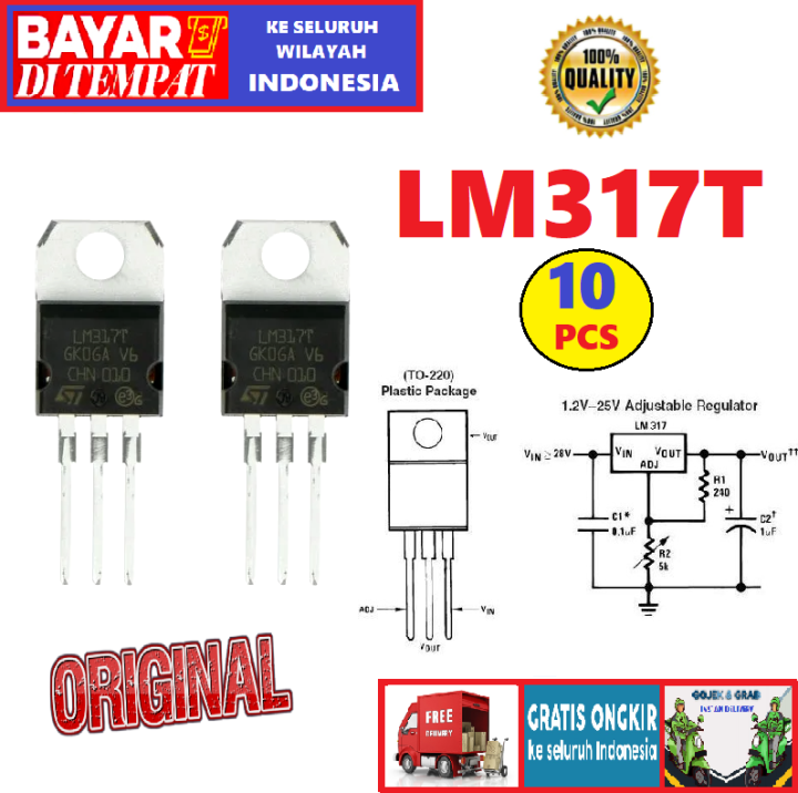 10PCS-IC LM317T 1.2V-37v 1.5A LM317 Adjustable Voltage Regulator TO220 | Lazada Indonesia