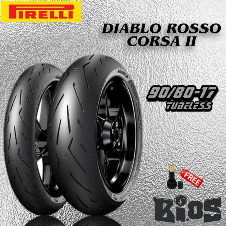 PIRELLI DIABLO ROSSO CORSA II 90/80-17 BAN SOFT COMPOUND | Lazada Indonesia