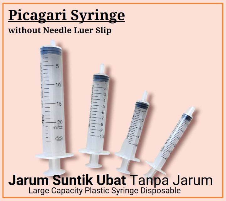 Picagari Syringe without Needle Luer Slip Jarum Suntik 3ml 5ml 10ml ...