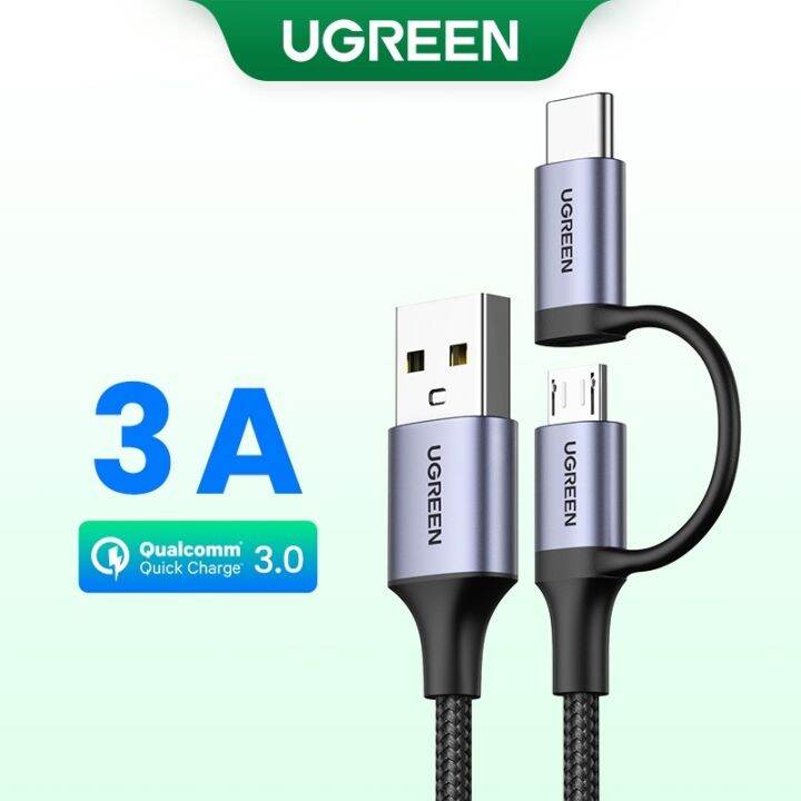 Ugreen USB Type C Cable for Samsung Galaxy S10 S9 2 in 1 Fast Micro USB ...