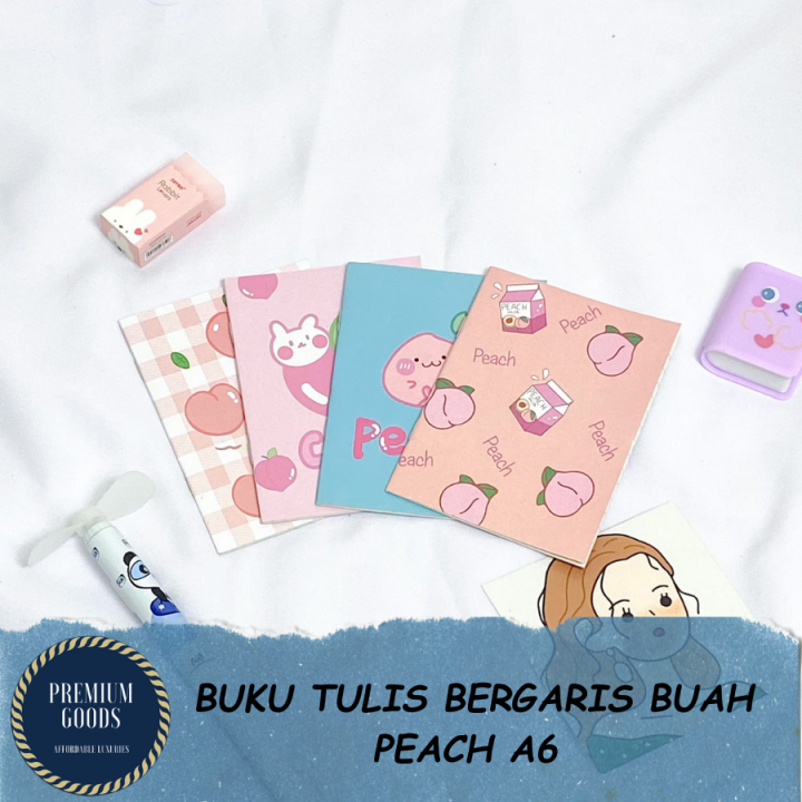 NOTEBOOK A6 MINI BOOK BUKU TULIS BERGARIS BUAH PEACH READY 4 MOTIF ...
