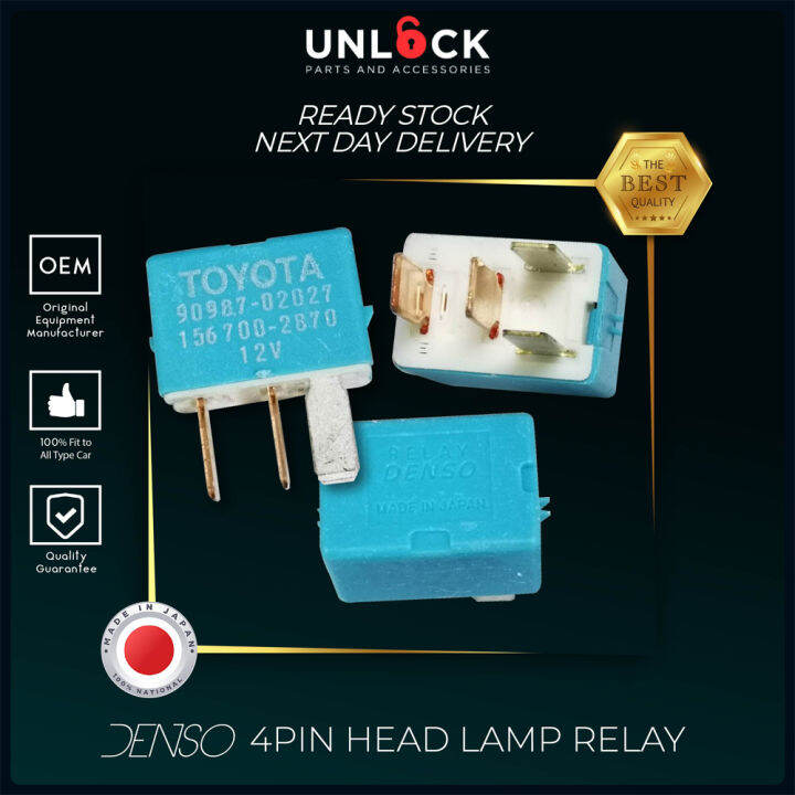 UNLOCK🔓 Denso Blue Black 4 Pin Head Lamp Aricond Multipurpose Power Car ...