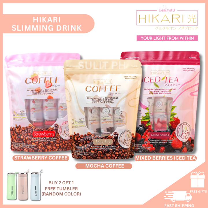 Hikari Premium Mocha Coffee, Strawberry Coffee, Mixed Berries Iced Tea (10 Sachets/Pouch ...
