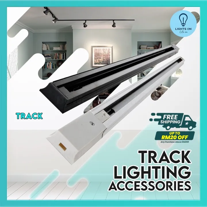 LED Track Light Bar Tracklight Rail 1 Meter Black White Lampu Siling ...