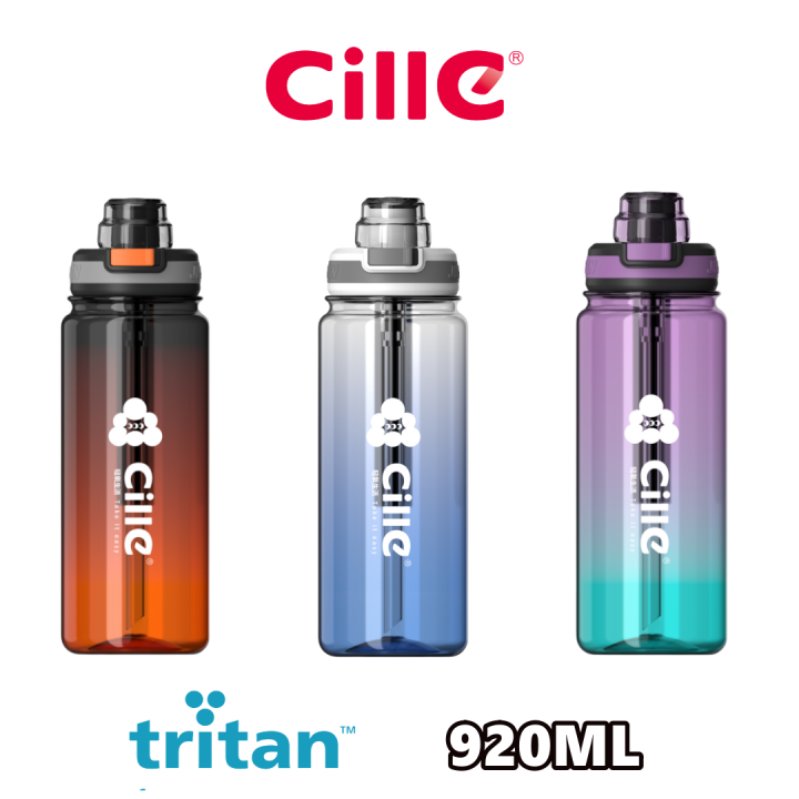 Cille Tritan Water Bottle BPA-Free Plastic Water Bottle c/w Straw Botol ...
