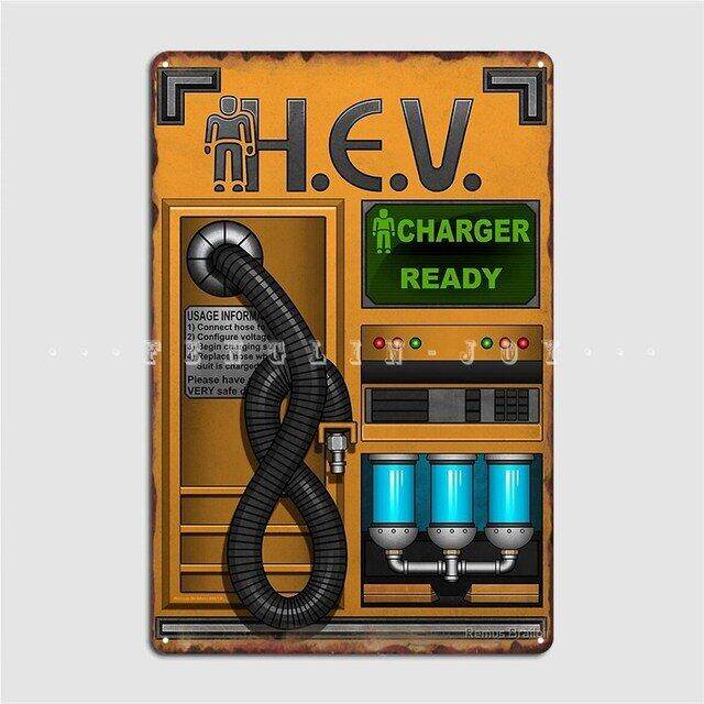 Half Life Hev Charger Metal Sign Club Cave Pub Designing Plaques Tin ...