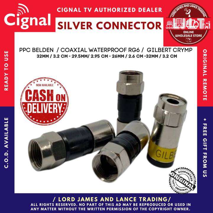 Cignal Connector Silver/ PPC BELDEN / GILBERT CRIMP TYPE RG6 ALL ...