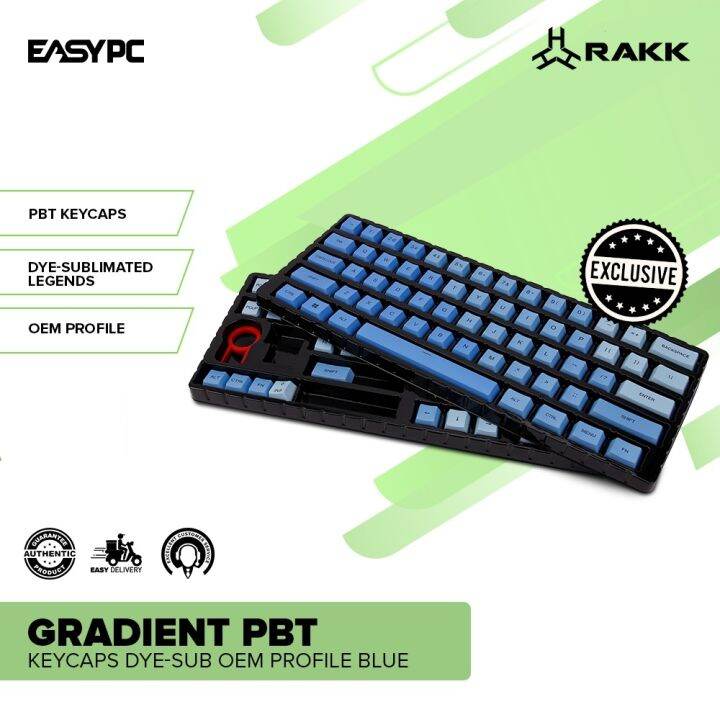 EasyPC RAKK GRADIENT PBT Keycaps Dye-Sub OEM Profile Blue Green or Pink ...