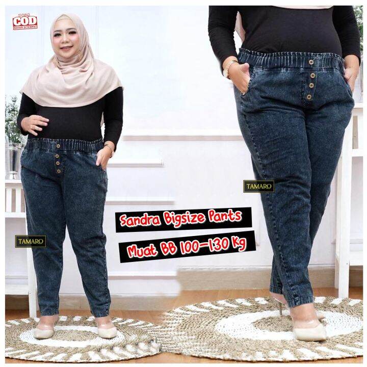 Sandra Baggy Jeans Bigsize Muat BB 100-130 Kg Tamaro | Lazada Indonesia