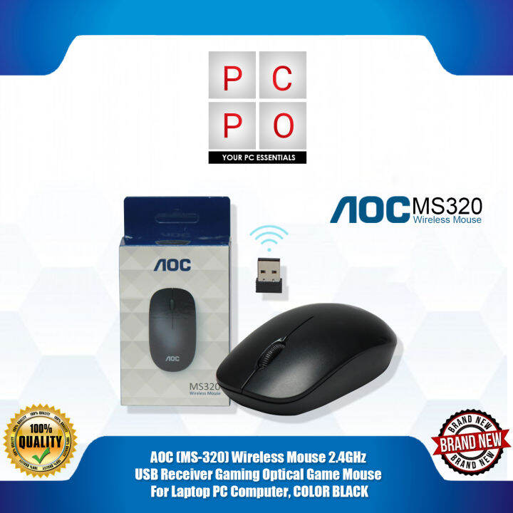 AOC (MS320) Wireless Mouse 2.4GHz USB Receiver Gaming Optical Game Mouse For Laptop PC Computer ...