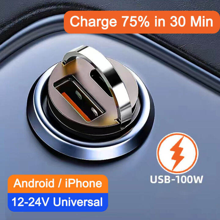【COD/Local Stock】Mini Invisible Car Charger Adapter 60W Fast Charging ...