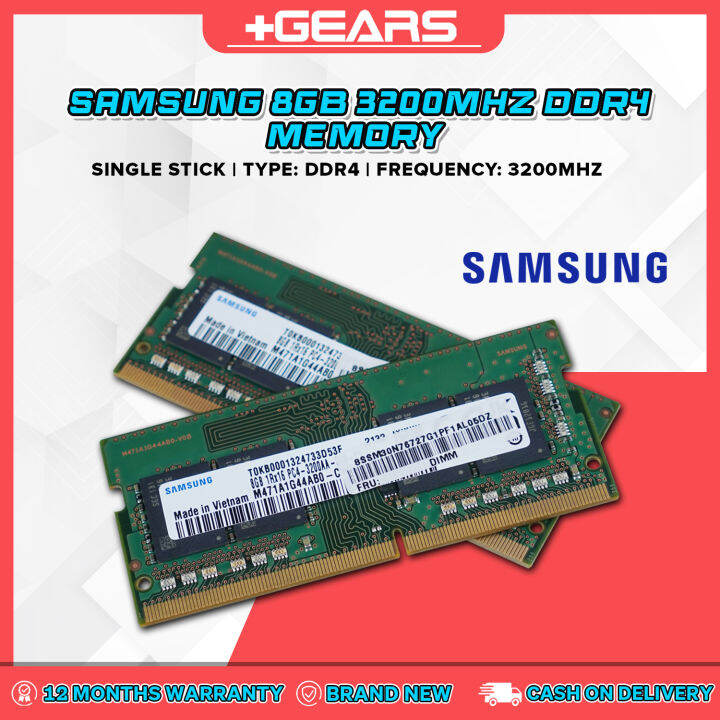 Samsung 8GB DDR4 3200MHz Laptop Rams | DDR4 8GB 1Rx16 PC4-3200AA-SC0-11 M471A1G44AB0-CWE ...