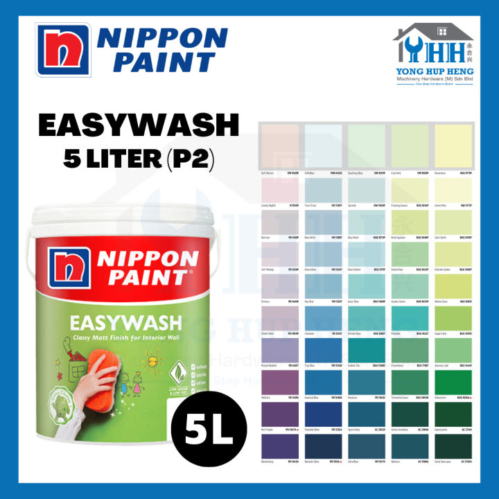 5L NIPPON PAINT EasyWash Matt Finished Interior Paint / Cat Rumah / Cat Getah / Indoor Paint ...