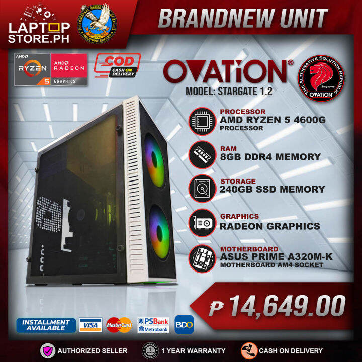 BRANDNEW GAMING UNIT OVATION STARGATE 1.2-RYZEN 5 4600G 3.9GHZ 8GB DDR4 ...