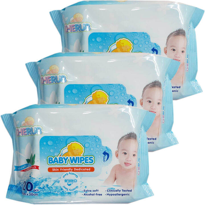 Set of 3 Cherub Baby Wipes 20's (60 Sheets) | Lazada PH