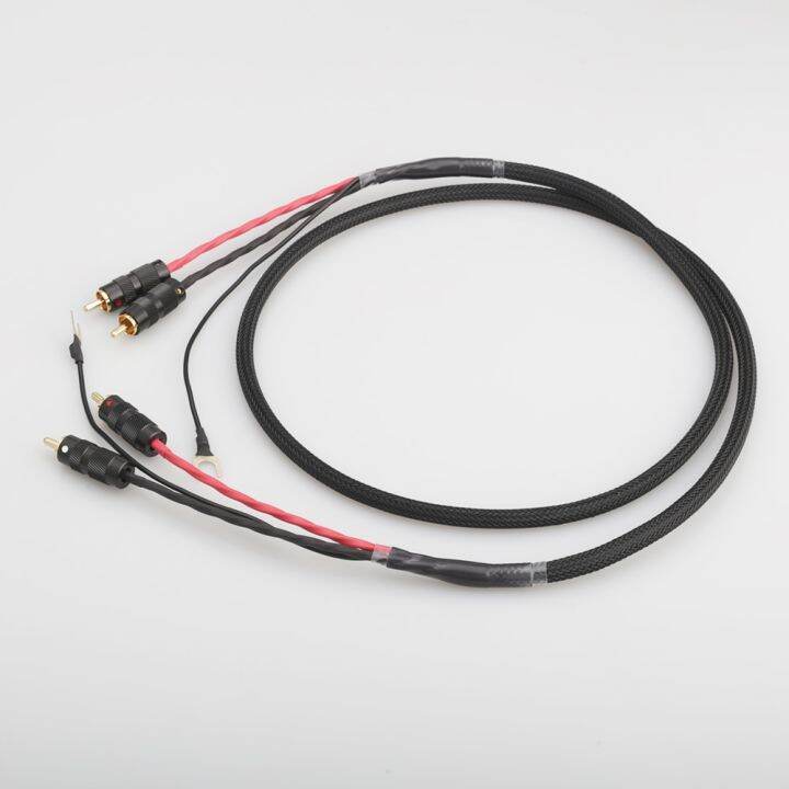 2 RCA to 2 RCA ground U spade plug Audio Phono Tonearm Cable with ...
