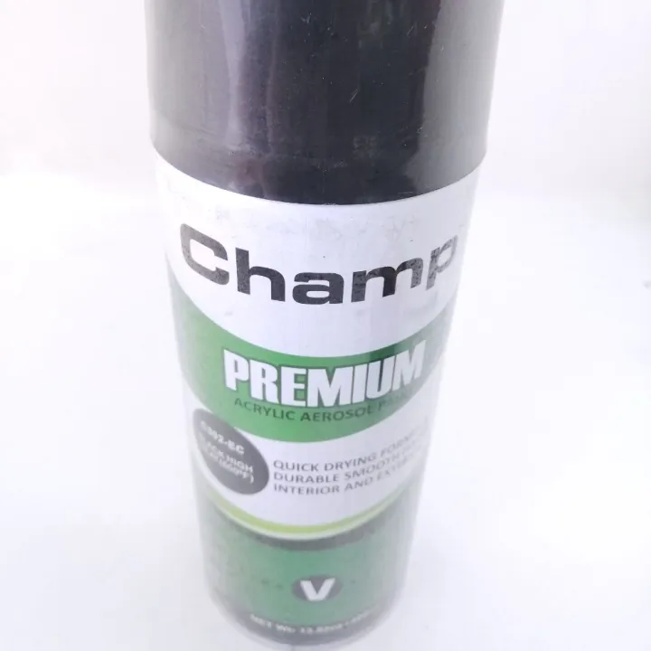 CHAMP PREMIUM ACRYLIC AEROSOL PAINT C302-EC BLACK HIGH | Lazada PH