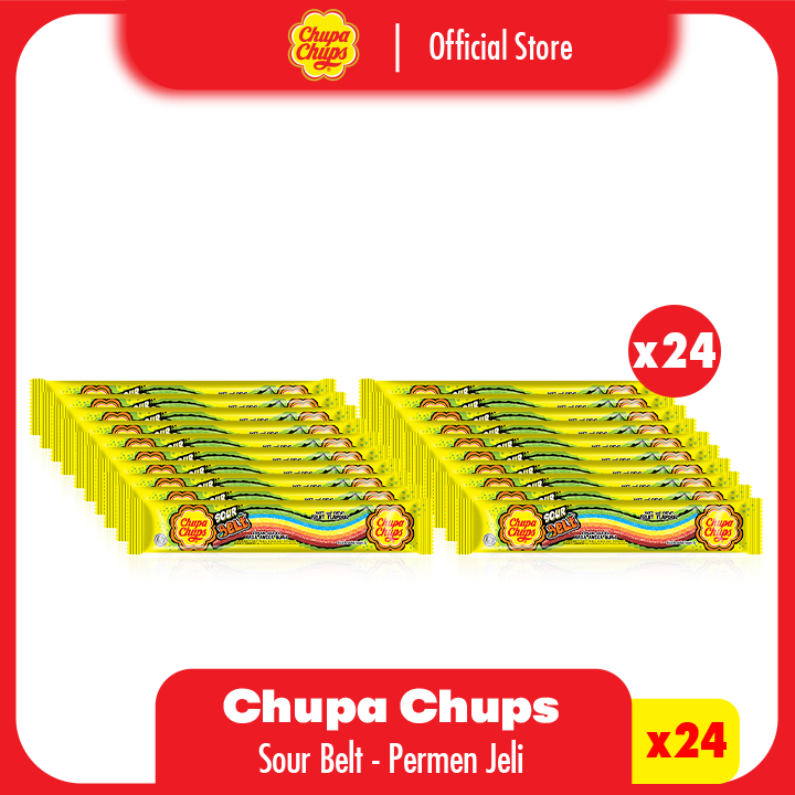 Chupa Chups Sour Belts Soft and Chewy 8g - Permen Jeli Rasa Aneka Buah (1 Box) | Lazada Indonesia