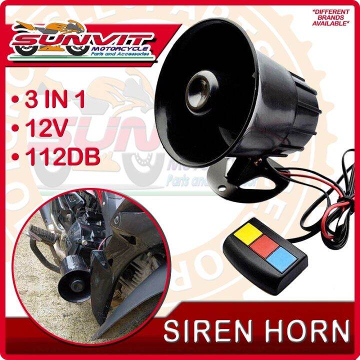 [Hot sales] MOTORCYCLE SIREN HORN 3 IN 1 SOUNDS 12V | Lazada PH