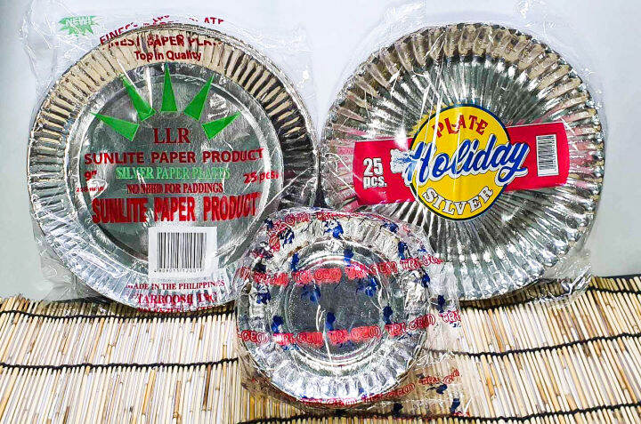 Disposable Paper Plate Silver/White 25pcs | Lazada PH
