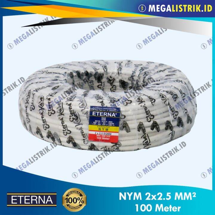 ETERNA NYM 2X2.5 ( 100 METER ) / KABEL LISTRIK PUTIH KAWAT TEMBAGA 2X2.5 MM / 2X2,5 / 2 X 2,5 MM ...