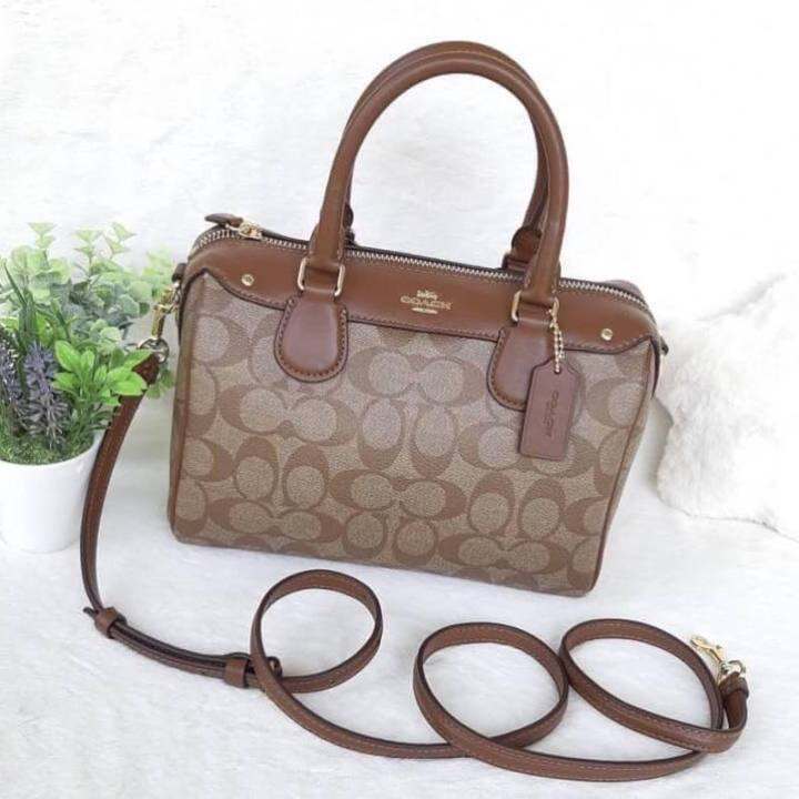 Coach Mini Bennett in Signature Coated Canvas Monogram Women's Satchel ...