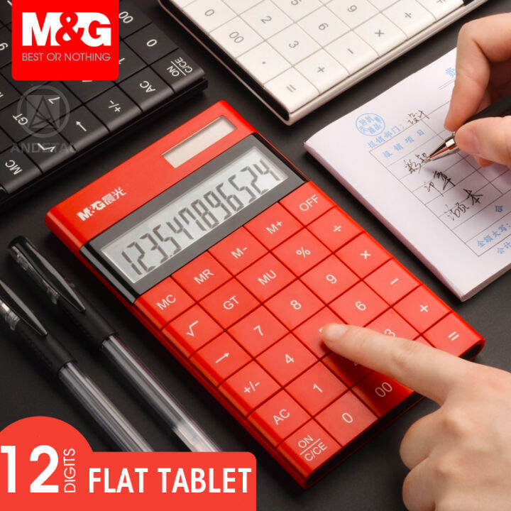 Hot M&G 12-digit Modern Calculator Dual Power Andstal Color Caculator ...