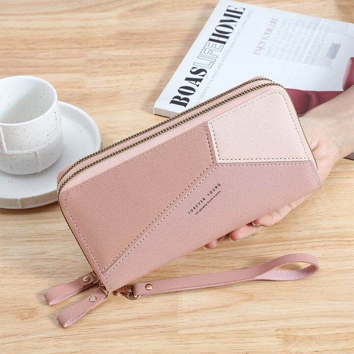 UISNMALL #6119 Double Zipper Clutch Wallet Ladies Wallet Long Fashion ...