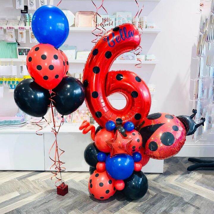 Ladybug Theme Black Dot Red Spot Wave Point Insect Number Balloon ...