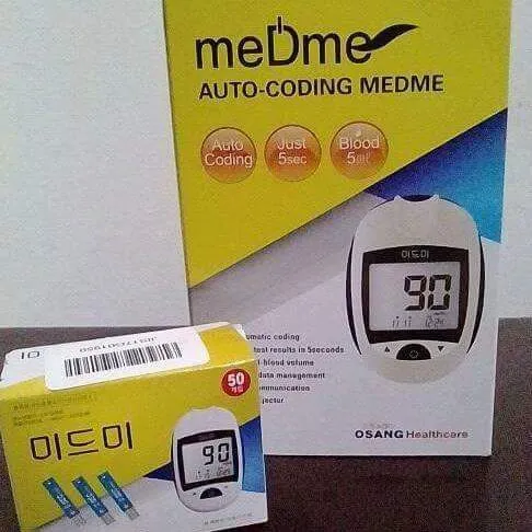 Korea Original Medme Glucometer Blood Sugar Test w/ 50 Test Strips ...