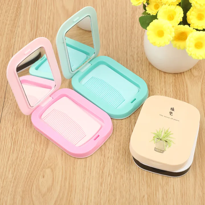 Creative small mirror set with comb outdoor portable mirror comb set ...