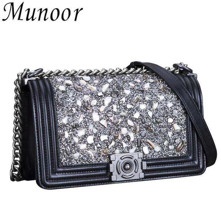 Munoor การออกแบบใหม่อิตาลีนำเข้าหนังแพะแท้ผู้หญิงสลิงกระเป๋าสะพาย ...