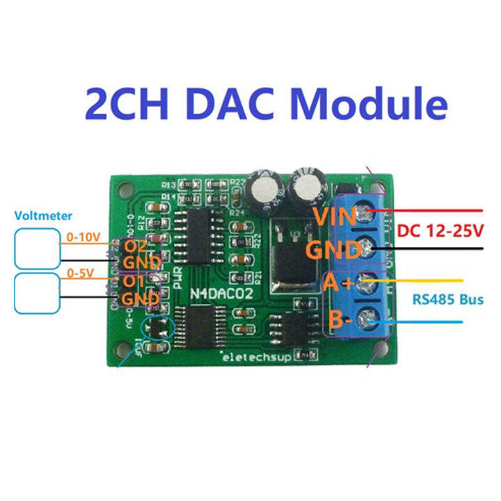 2 Channel PWM DAC RS485 Voltage Analog Converter Module DC12-25V ...
