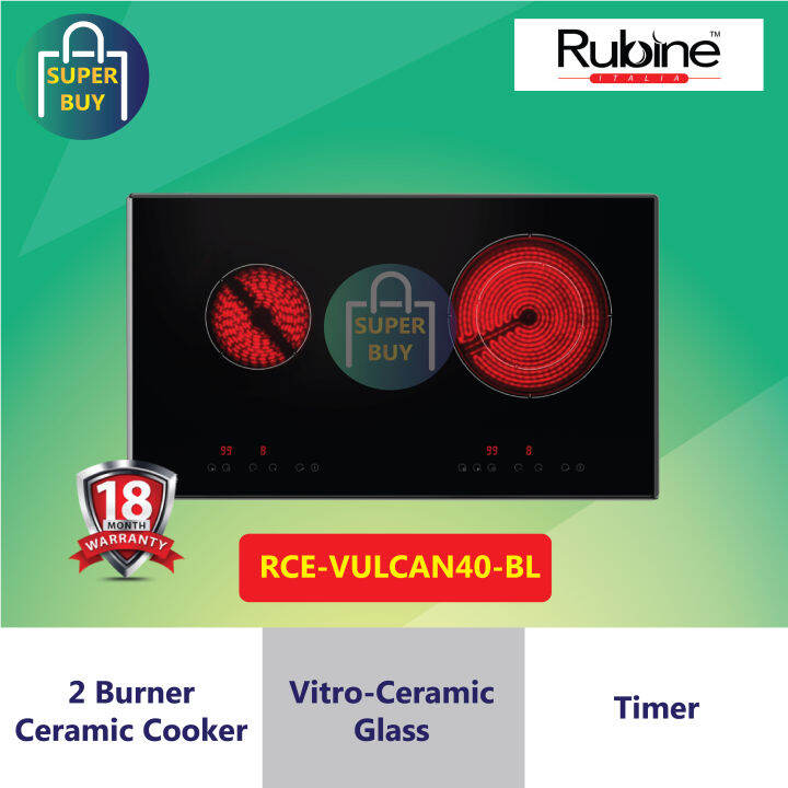 Rubine 2 Burner Ceramic Cooker Hob RCE-VULCAN40-BL | Lazada