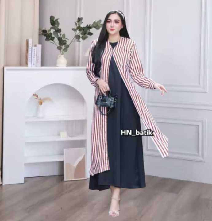 CARDIGAN PANJANG OUTER WANITA MODEL TERBARU LONG OUTER SALUR LENGAN ...