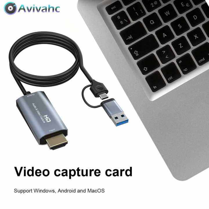Type C Video Capture Card HDMI-compatible Video Game Grabber Portable ...