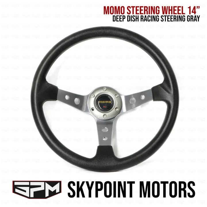 MOMO 14" STEERING WHEEL | DEEP DISH RACING STEERING (8500-462-Gray) | Lazada PH